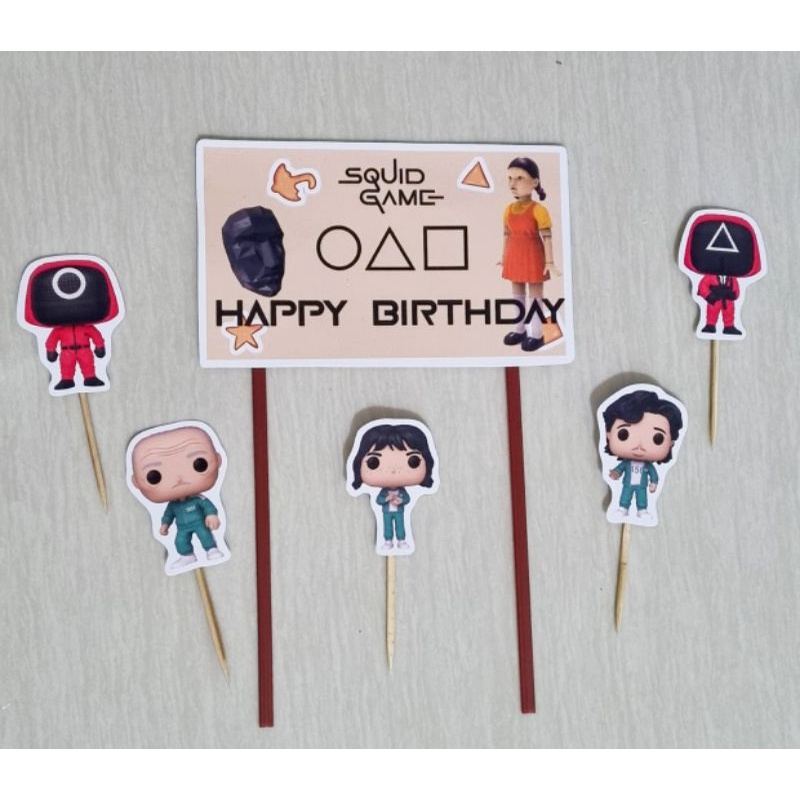 Jual TOPPER SQUID GAME / CAKE TOPPER SQUID GAME / TOPPER KUE SQUID GAME ...