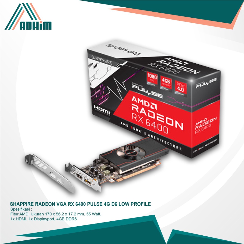 Jual SAPPHIRE RADEON VGA RX 6400 PULSE 4G D6 LOW PROFILE | Shopee Indonesia