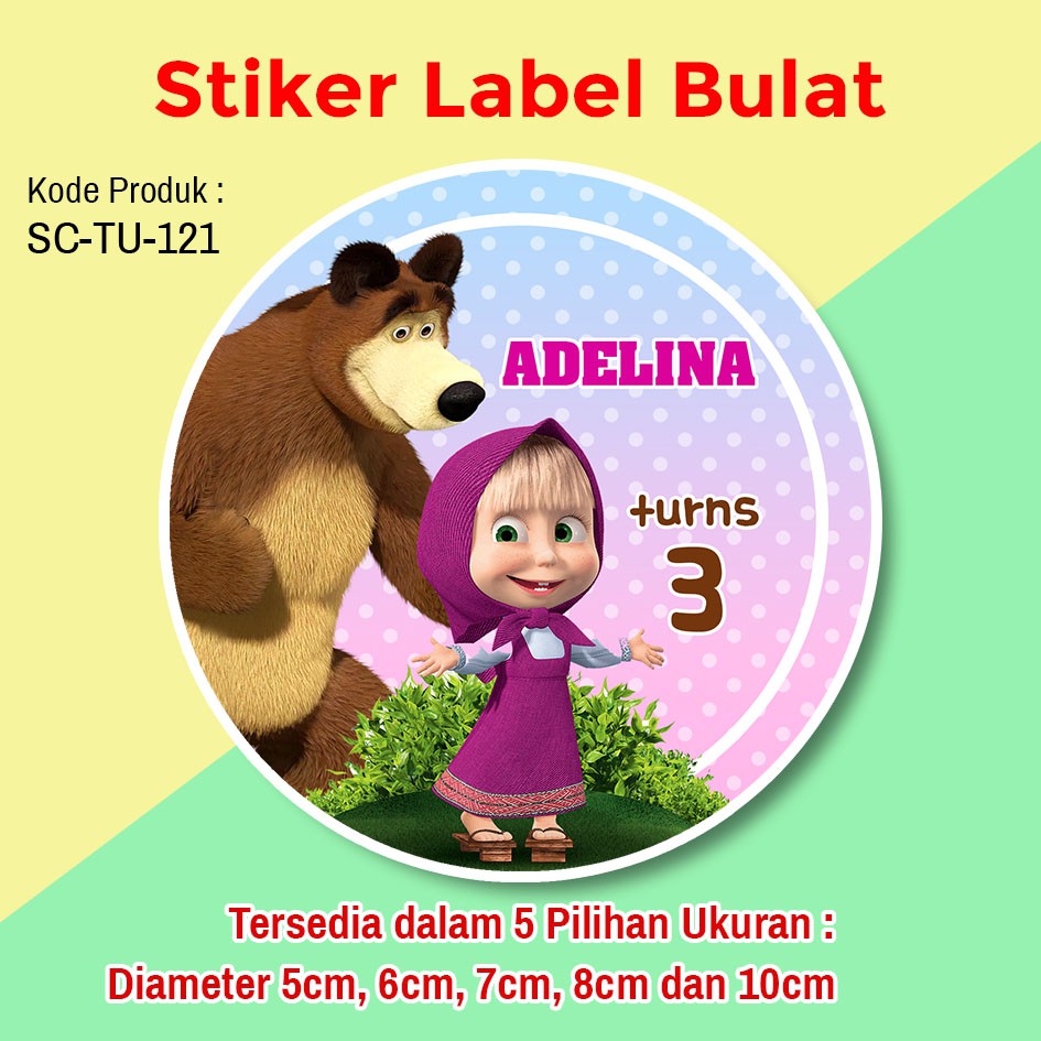 Jual STIKER LABEL ULANG TAHUN ANAK STICKER BOX TUMPENG MINI MASHA AND ...