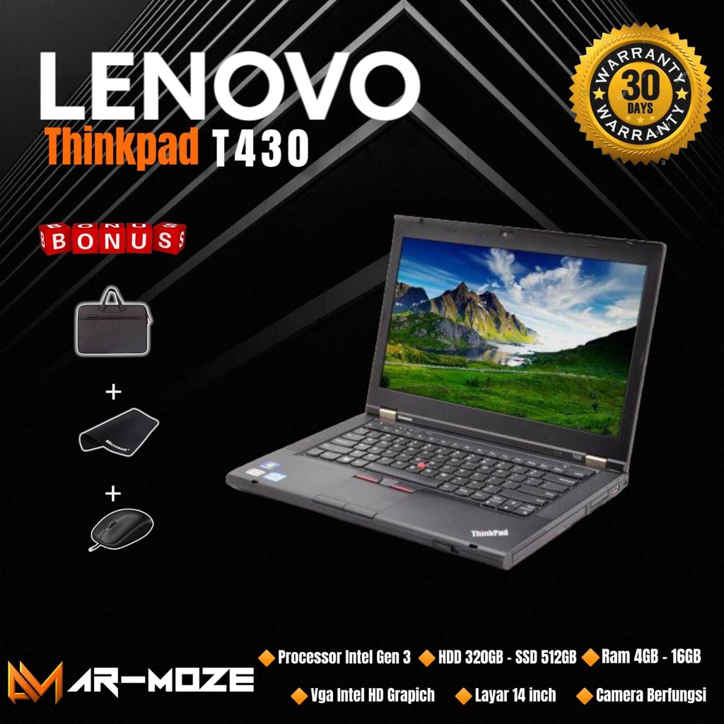 Jual Laptop Lenovo Thinkpad T430 Core I5 Gen 3 Ram 8gb Ssd 256gb Second