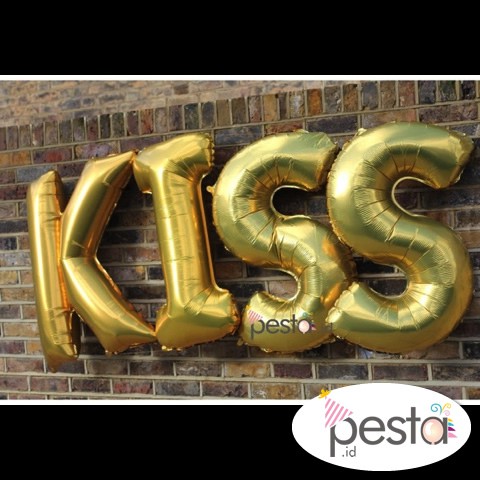 Jual Balon Foil bentuk HURUF (A-Z) dan ANGKA (0-9) warna Emas / Gold ...