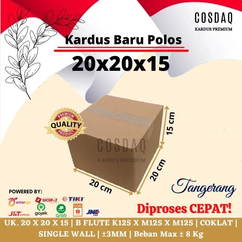 Jual KARDUS 20x20x15 cm DUS KARTON BOX COKLAT PACKING BARU POLOS MURAH ...