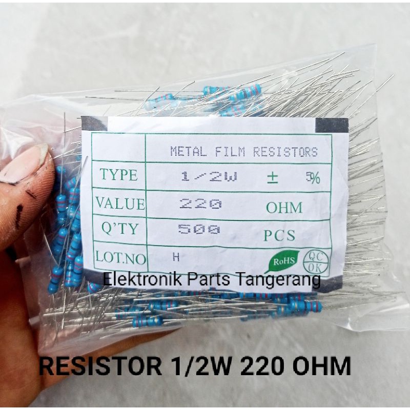 Jual (10 Buah) RESISTOR 1/2WATT 220 OHM RESISTOR 1/2 WATT 220 Ohm RESISTOR 1/2W 220 OHM RESISTOR ...