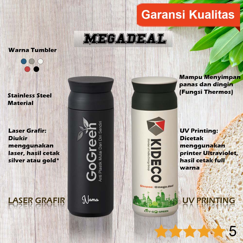 Jual Tumbler Custom Premium Mug Grafir laser silver, Cetak Berwarna ...