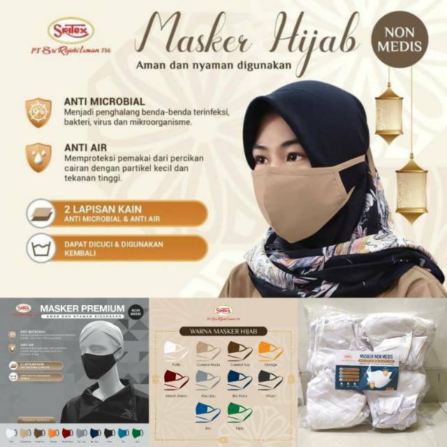 Jual Masker kain premium SRITEX earloop / hijab 2ply | Shopee Indonesia