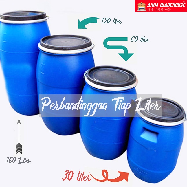 Jual Drum Tong 60 & 80 Liter Plastik Biru Grade ORI Industrial ...
