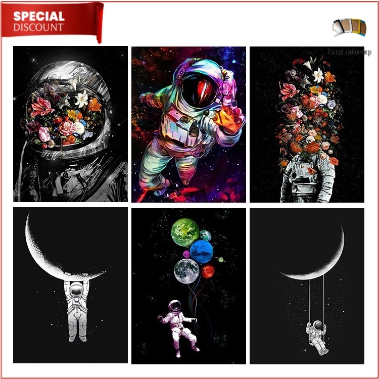 Jual Hiasan dinding wall decor dekorasi ilustrasi lukisan astronot ...