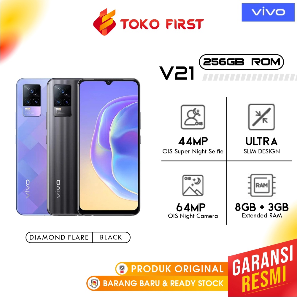 Jual [NEW EXCLUSIVE LAUNCH] vivo V21 256GB | 44MP AF Super Night Selfie | 8GB+3GB Extended RAM ...