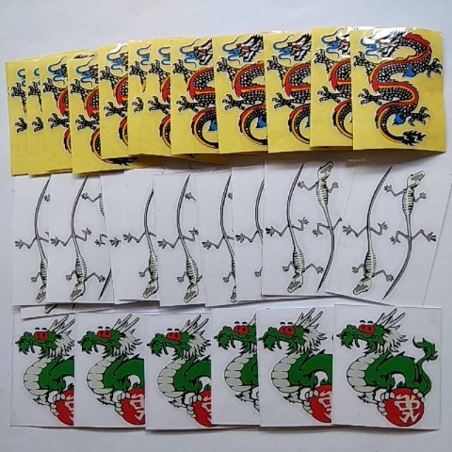 Jual Sticker Cutting Naga Cicak tulang ukuran Perlembar campur | Shopee ...