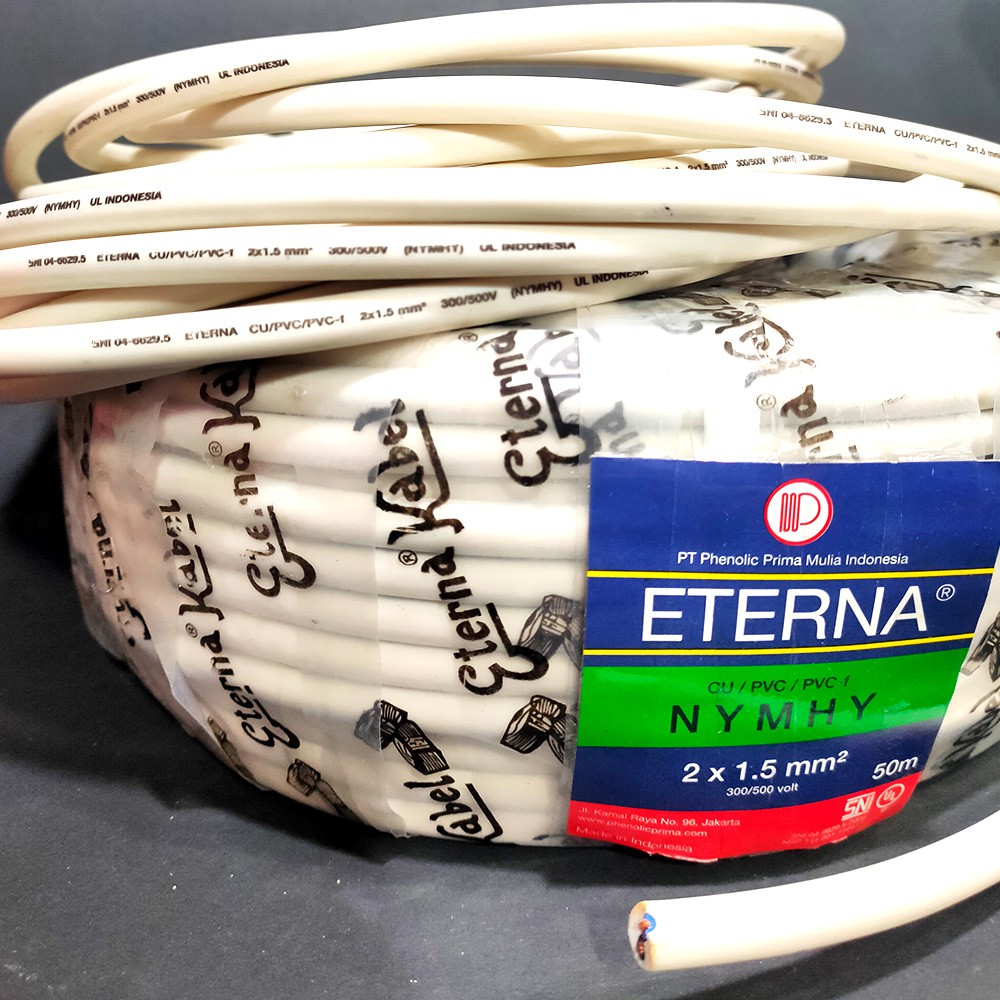 Jual KABEL ETERNA NYMHY 2x1,5 MM / KABEL ETERNA ISI 2 SERABUT 2x1,5 MM ... Jual KABEL ETERNA NYMHY 2x1,5 MM / KABEL ETERNA ISI 2 SERABUT 2x1,5 MM ...