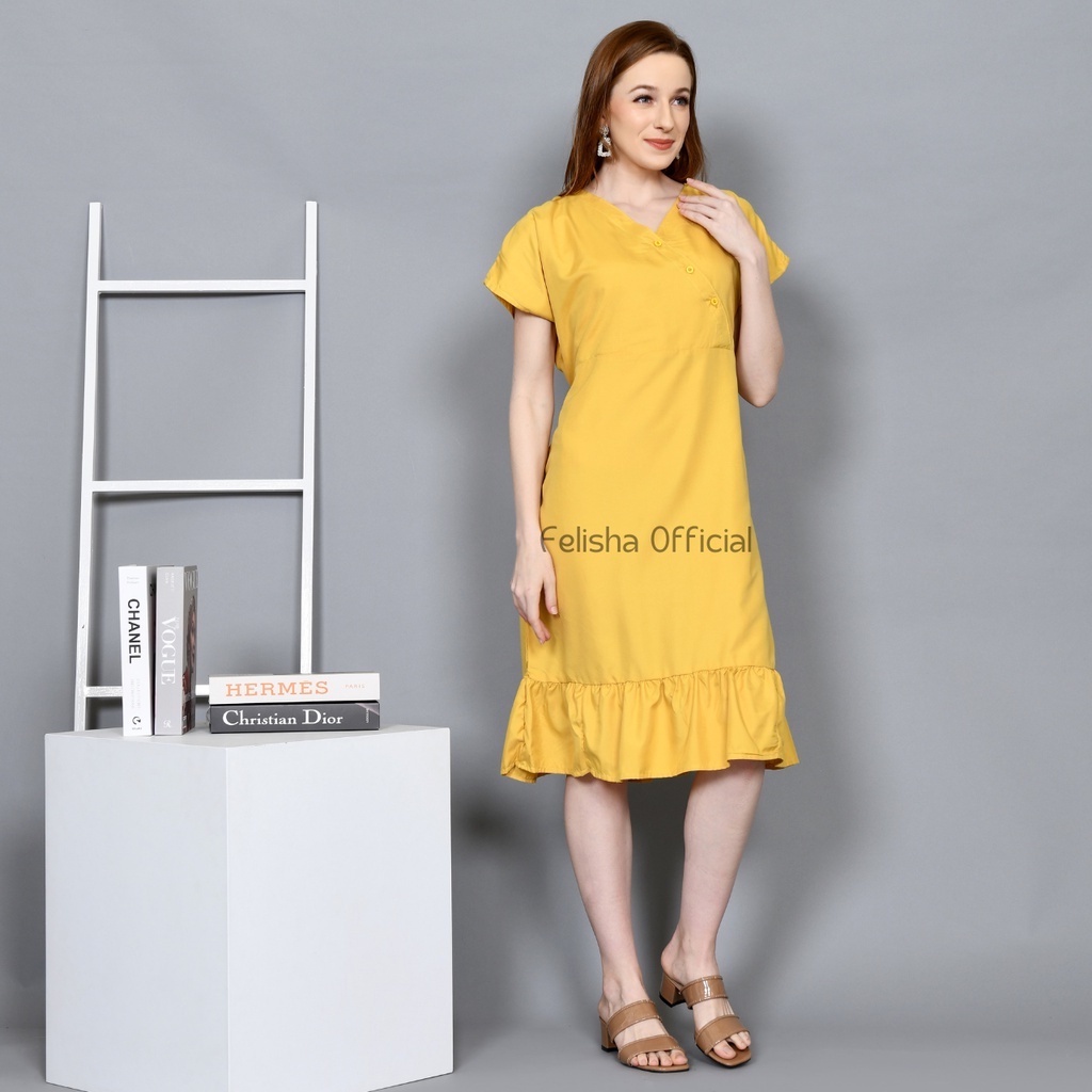 Jual Daster Ruffle Polos Jumbo Viral Kekinian Busui Dress Wanita Bumil ...