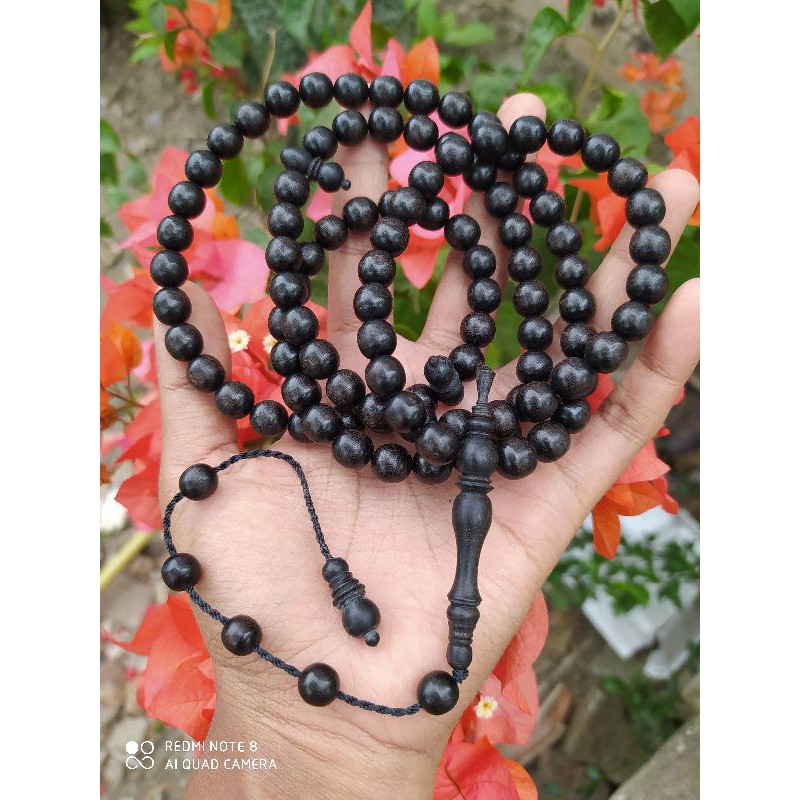 Jual tasbih kayu kelor hitam serat besi 8 mm 99 butir | Shopee Indonesia
