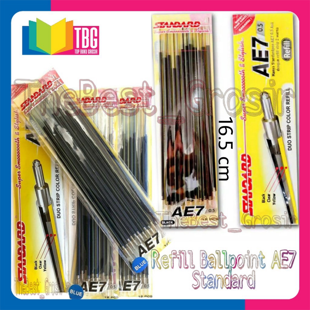 Jual 1 PACK (12 PCS) REFILL BOLPEN AE7 STANDARD /REFILL BALLPOINT AE7/REFILL PULPEN STANDARD ...