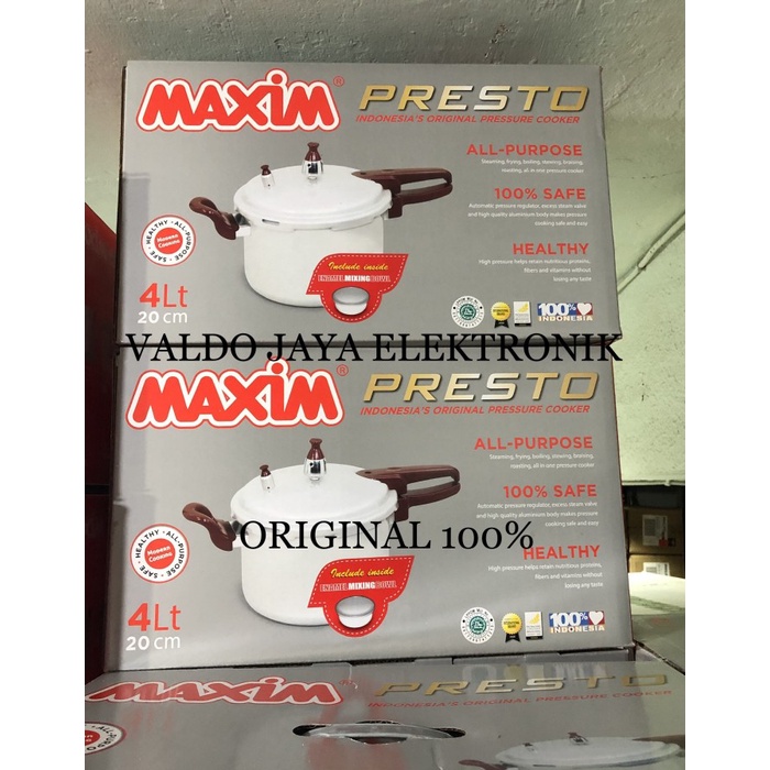 Jual presto- maxim presto 4 liter 20cm/panci cepat matang maxim ...