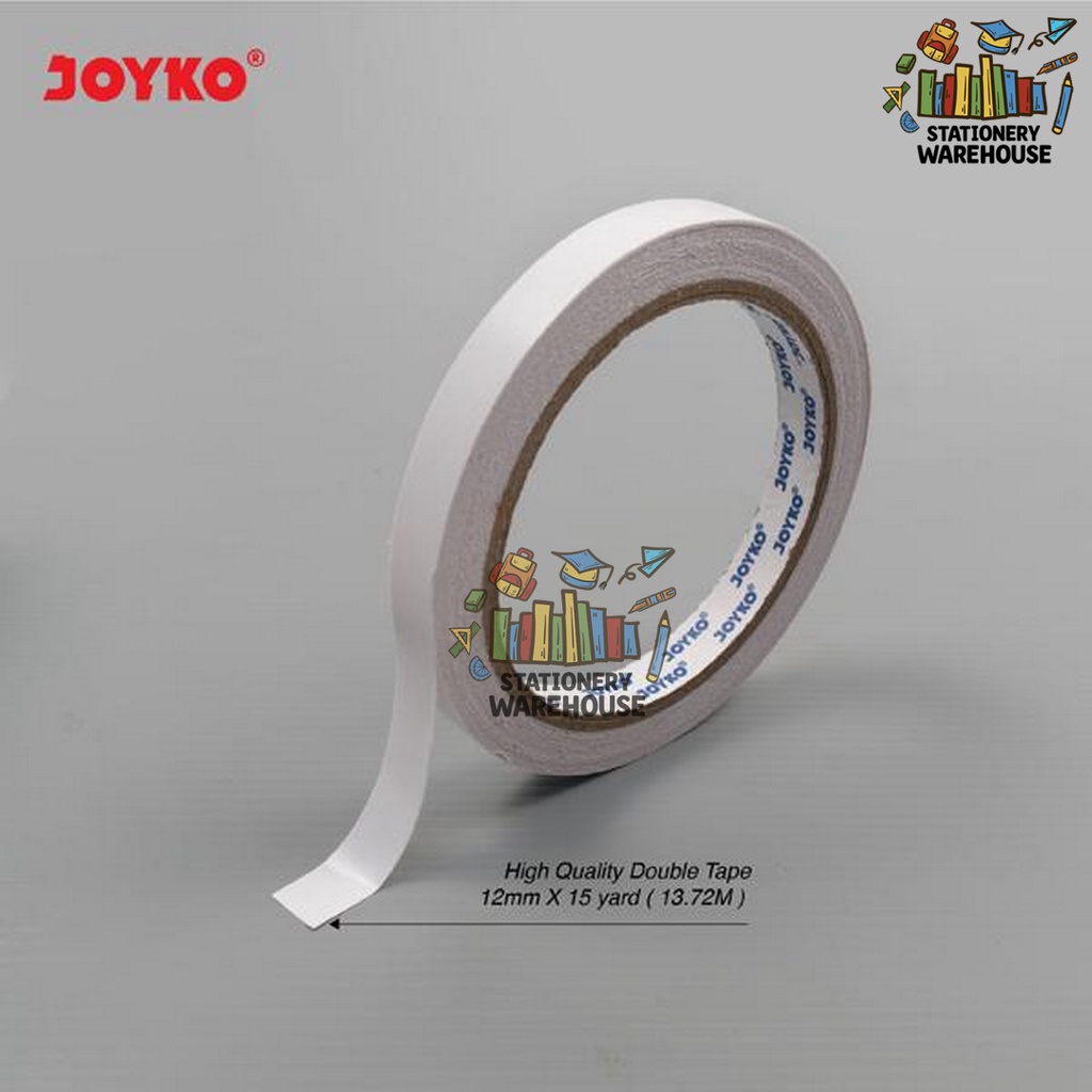 Jual Double Tape Double Sided Tape Perekat 2 Sisi Joyko 12 mm x 15 yard / 12mm x 15 Yard ...