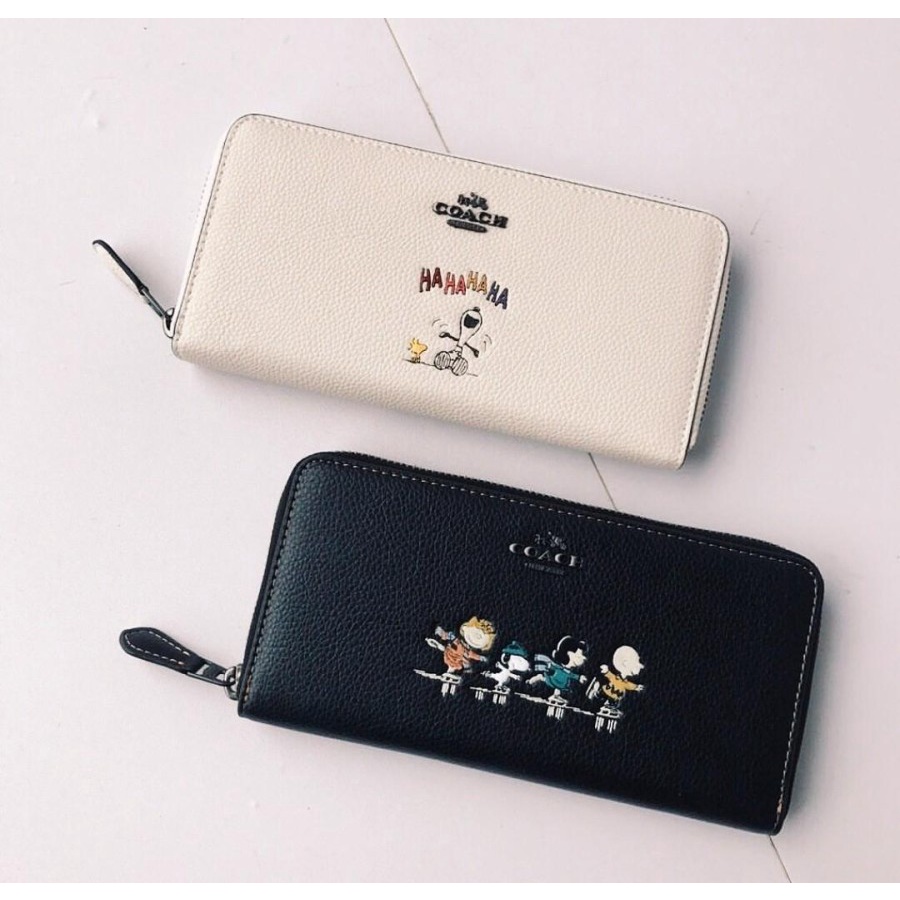 Jual Dompet COACH LONG WALLET LEATHER SNOOPY WHITE LIMITED 100% ...