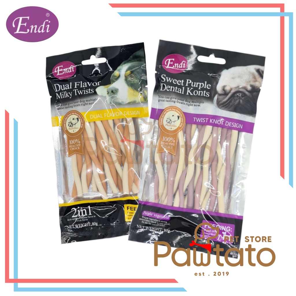Jual Snack Anjing Endi Dual Flavor Twist Milky Sweet Purple Puppy Dog ...
