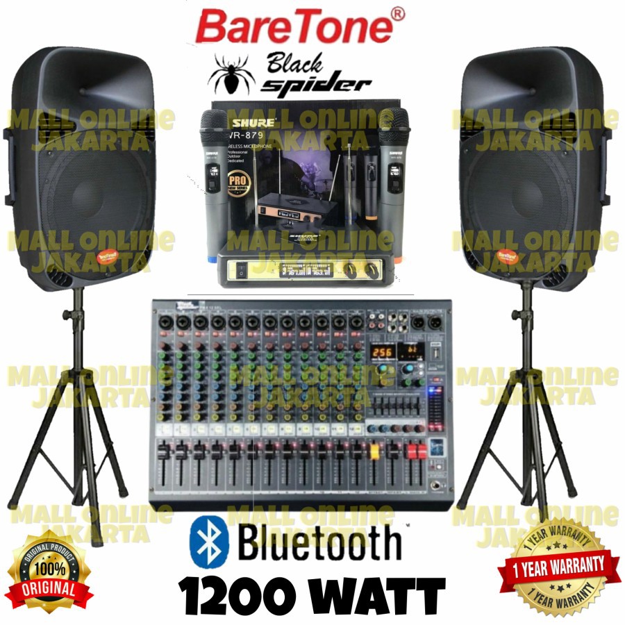 Jual Paket Sound system Baretone 15 inch 12 channel power mixer 1200 ...