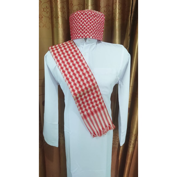 Jual Sorban Free!! Peci Tenun Motif Arab Saudi Semagh + Peci / Sorban ...