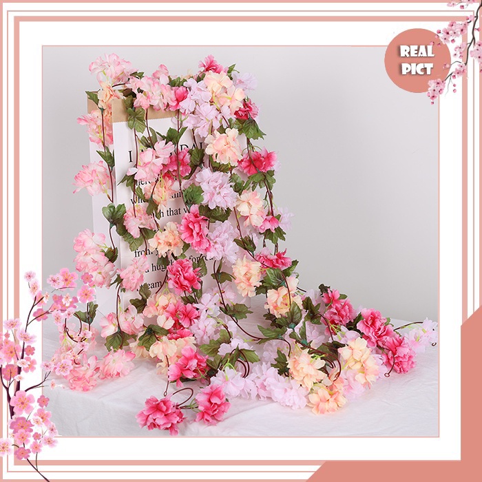 Jual UNICO Tanaman Hias Palsu Daun Rambat Bunga Cherry Blossom Tanaman ...