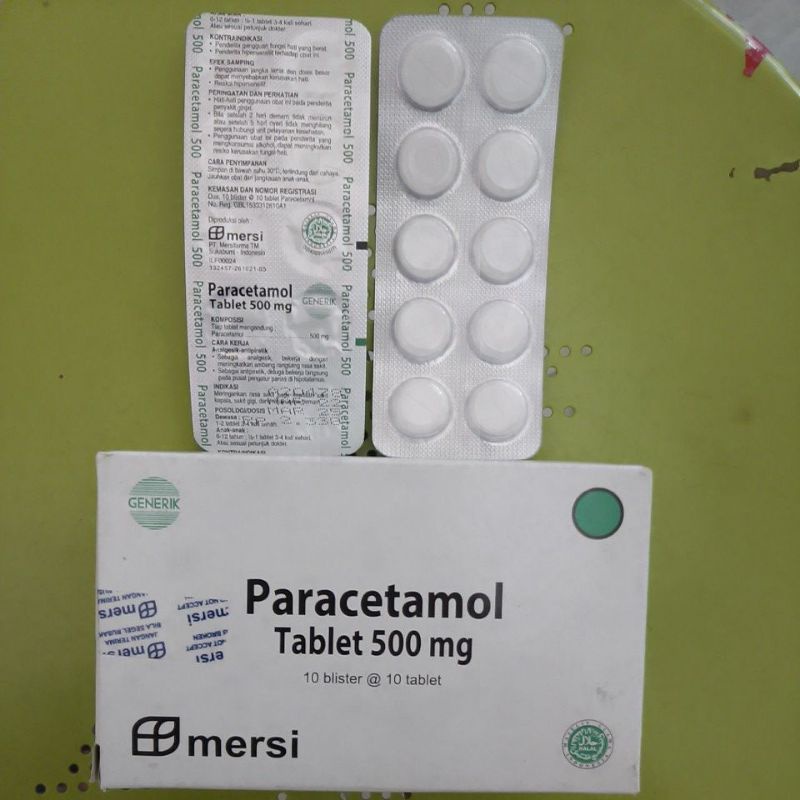 Jual Paracetamol Tablet 500 mg Mersi (Obat Sakit Kepala, Sakit Gigi Turun Panas/Demam) | Shopee ...