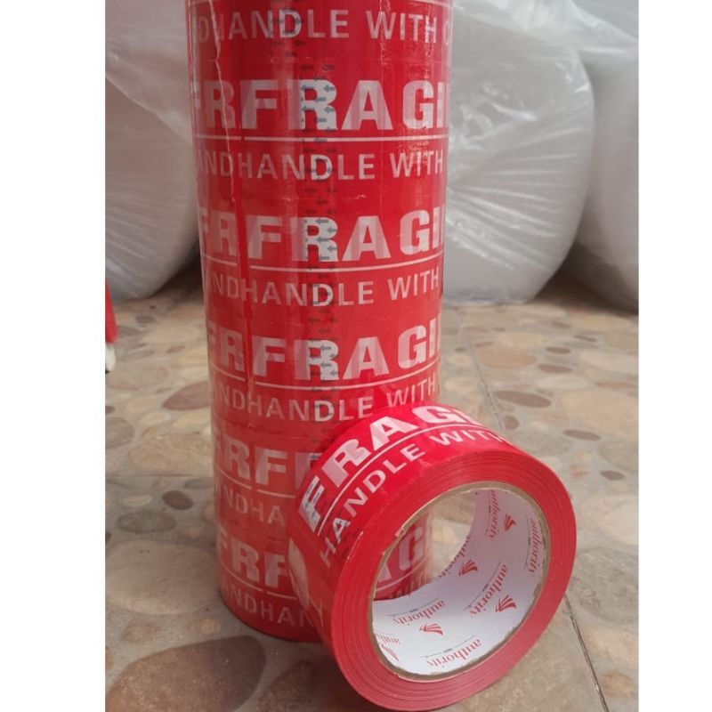 Jual Lakban Fragile 48mm x 90y/Lakban merah/FRAGILE | Shopee Indonesia