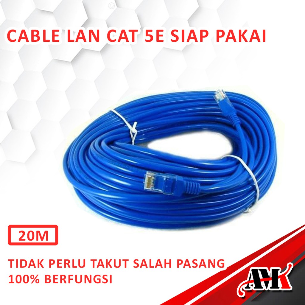 Jual Kabel Lan 20 Meter CAT5e Cable Lan CAT 5e 20M Siap Pakai ...