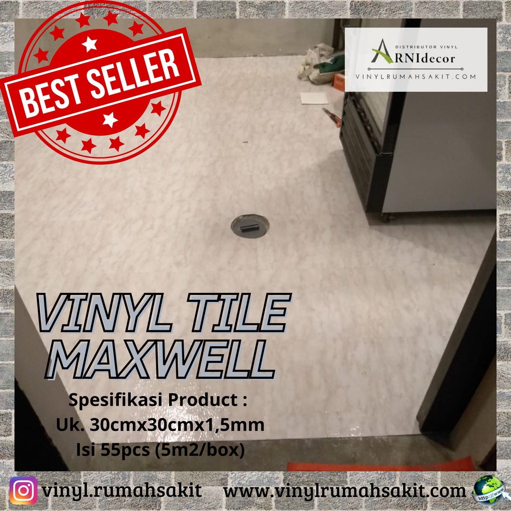 Jual Vinyl Tile MAXWELL utk Lantai Motif Marmer Tebal 1,5mm-Anti Rayap ...