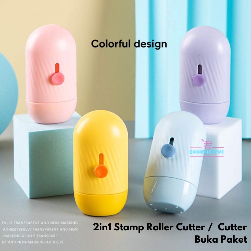 Jual 2in1 Stamp Roller Cutter / Cutter dengan Tinta Refill / Cutter ...