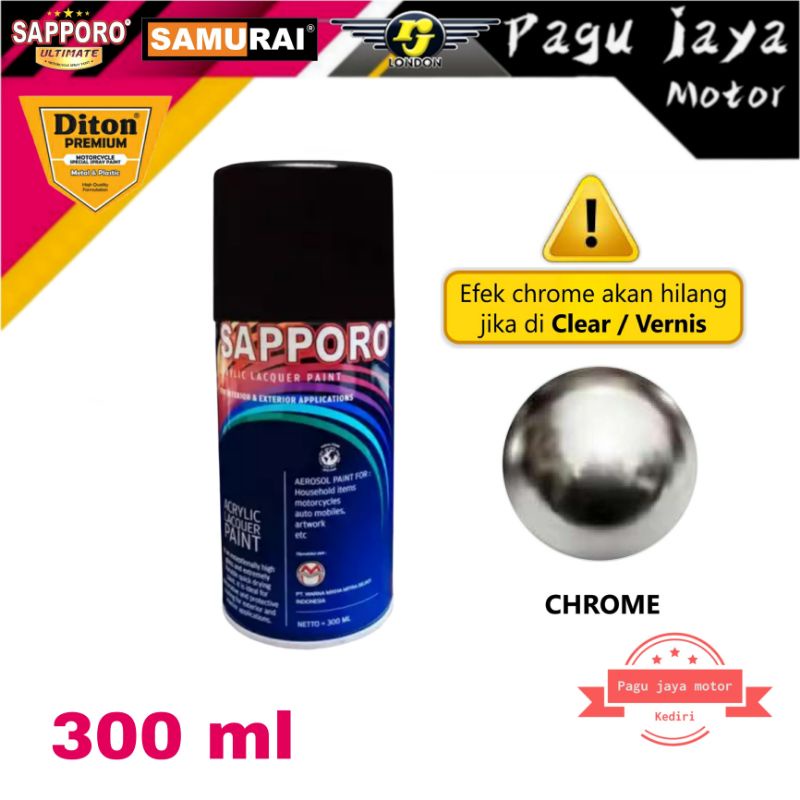 Jual sapporo cat semprot chrome krom 300ml spray paint | Shopee Indonesia
