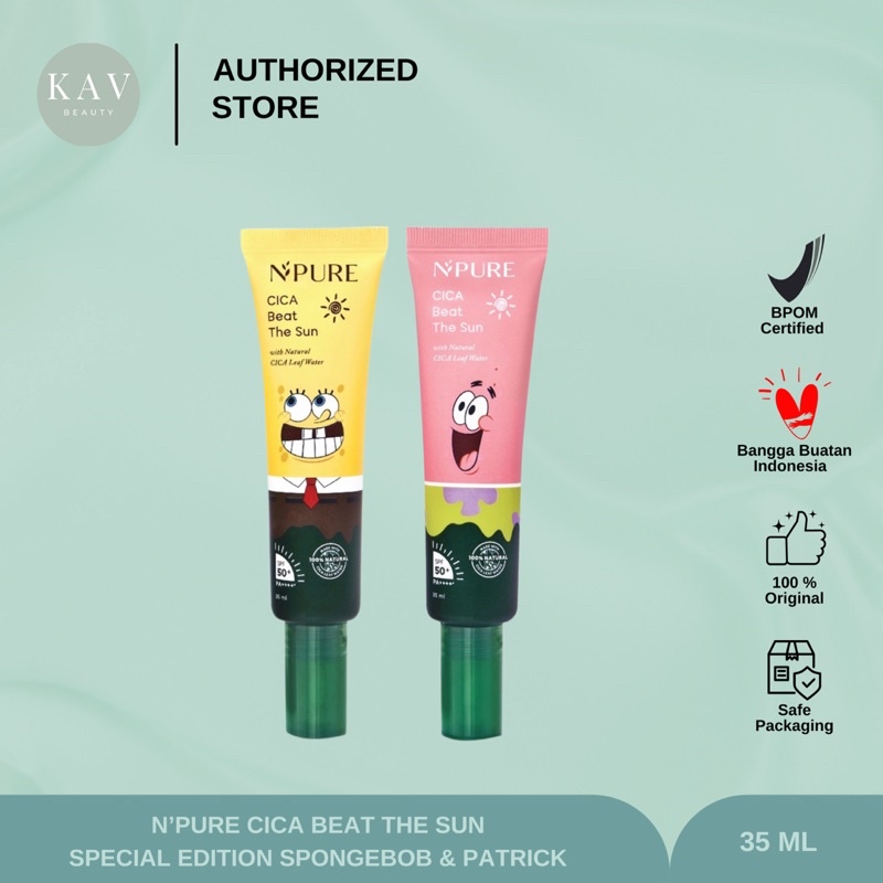 Jual Npure Sunscreen BTS Spongebob Patrick Cica Beat The Sun SPF 50 PA ...