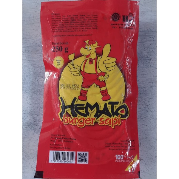 Jual Hemato Burger Sapi Merah / isi 20 atau 10 / berat 250gr dan 280gr ...