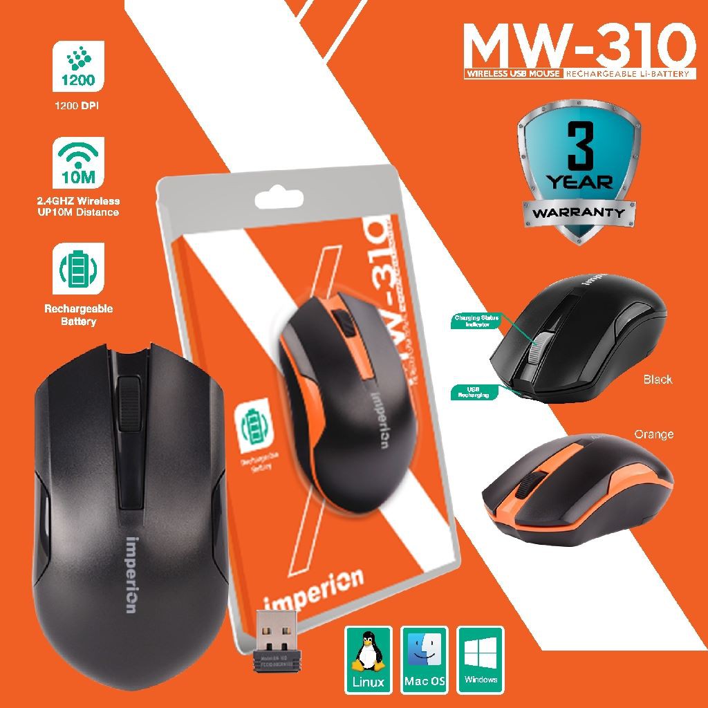 Jual Mouse wireless imperion rechargeable battery mw-310 - Mouse usb ...
