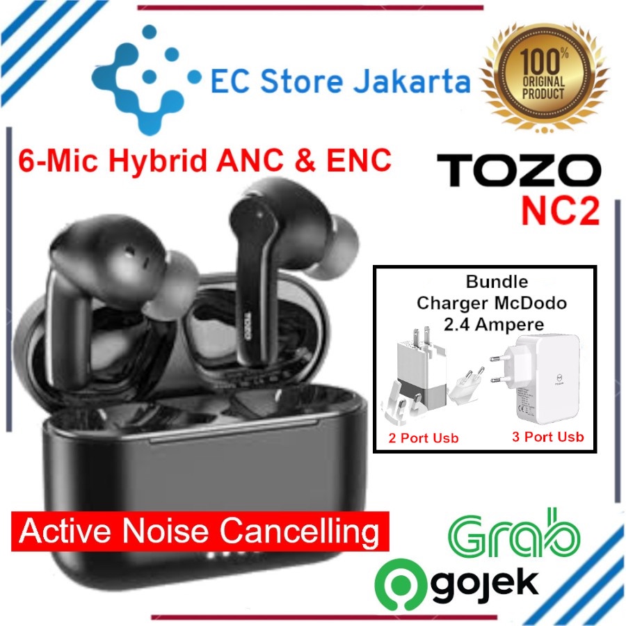 Jual TOZO NC2 Hybrid ANC TWS Wireless Earbuds IPX6 Bluetooth 5.2 ...