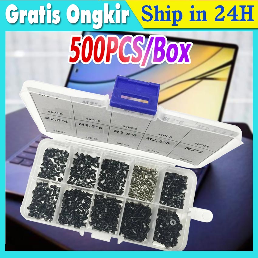 Jual Universal 500pcs Baut Mur Laptop Computer Screw Kit Lenovo Asus ...