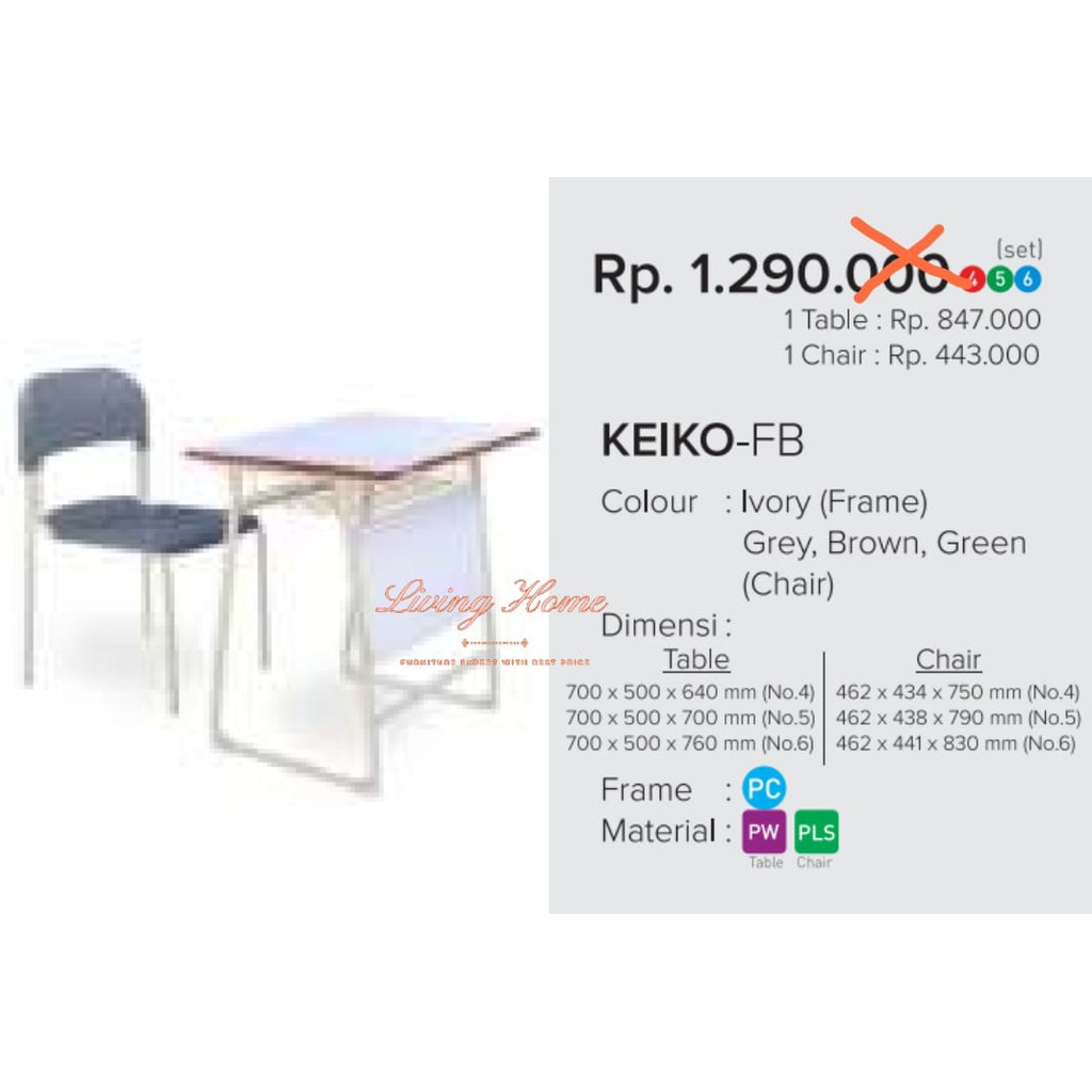 Jual Kursi Lipat Chitose Keiko FB School Table Chair Bangku Susun Meja ...