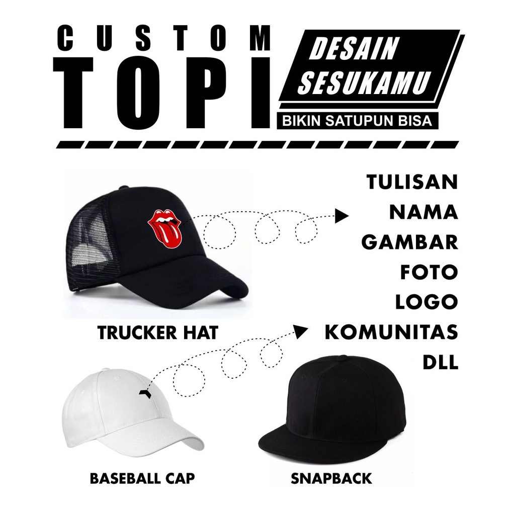 Jual TOPI CUSTOM BISA COD DESAIN LOGO/NAMA/INSTANSI/KOMUNITAS,dll ...