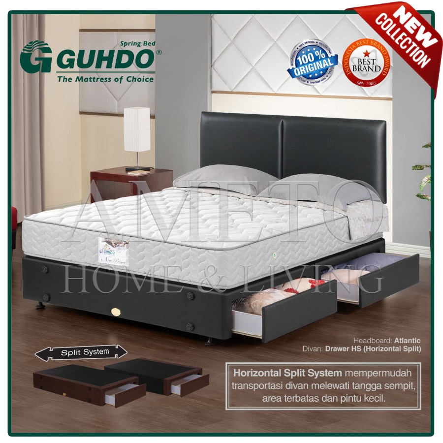 Jual Guhdo Springbed New Prima 180x200 Drawer Laci HB Atlantic Full Set | Shopee Indonesia