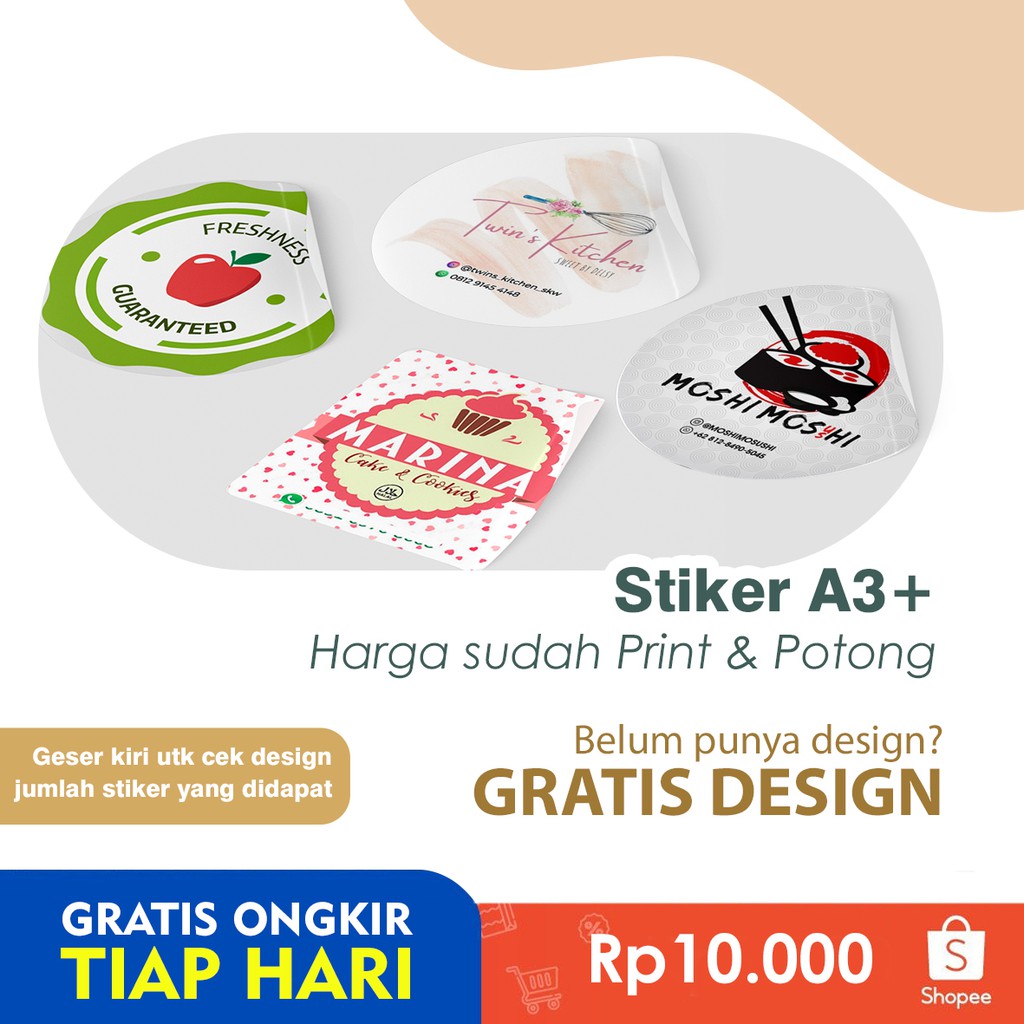 Jual 84pcs uk 4x4!60pcs uk 5x5!Stiker/Label Produk Makanan chromo A3 ...