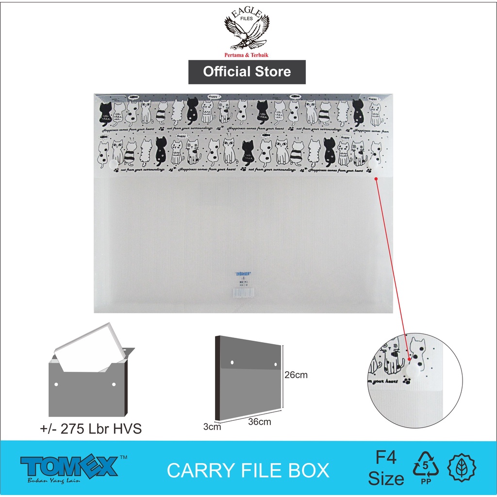 Jual Carry File Box TOMEX F4 2 Kancing Motif CATS Tebal 3 Cm File Case ...
