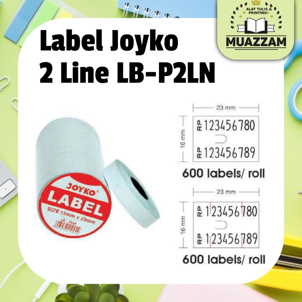 Jual Joyko Price Label Label Harga 2 Line LB-P2LN isi 10 Roll | Shopee ...