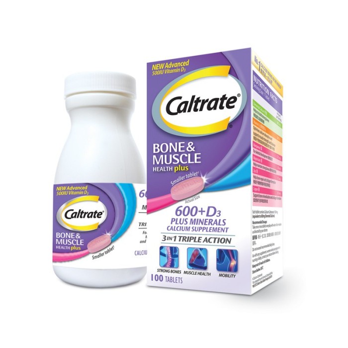 Jual calcium- caltrate 600+d 500iu calcium plus minerals, 100 tablets ...