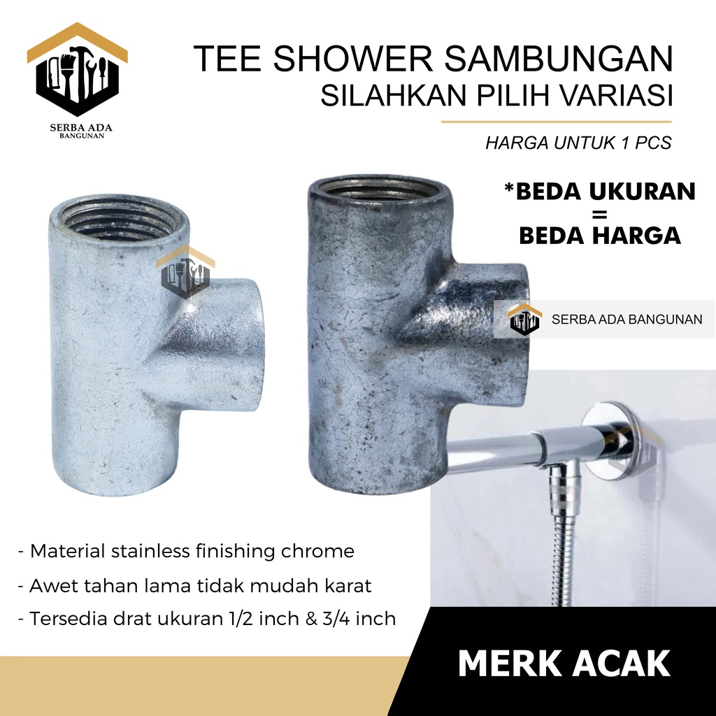 Jual TEE SHOWER 1/2" dan 3/4" BESI SAMBUNGAN PIPA BESI TEE 3/4 ...
