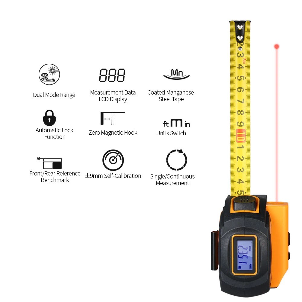 Jual SW-TM60 SNDWAY - Multi Measuring Tape 5M and Laser Distance Meter ...