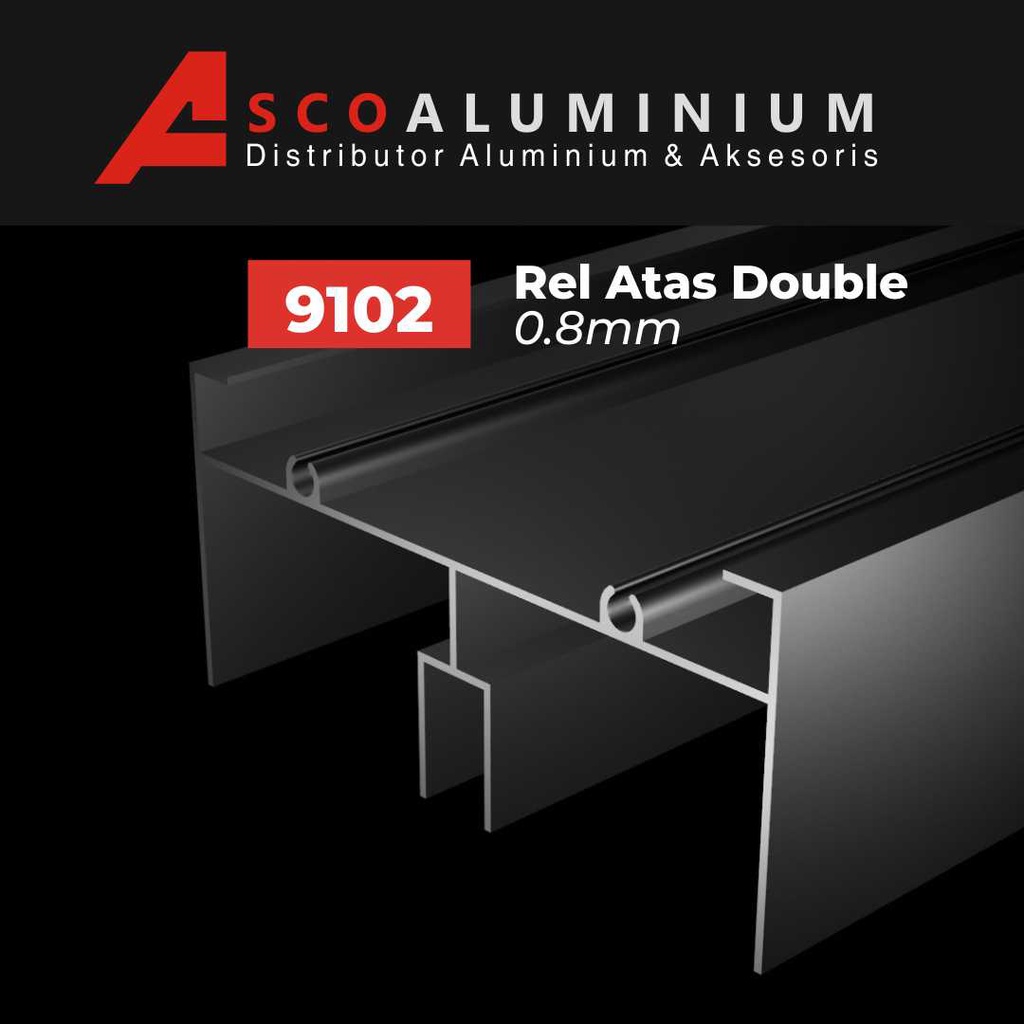 Jual Aluminium Rel Atas Double Profile 9102 Sliding Door | Shopee Indonesia