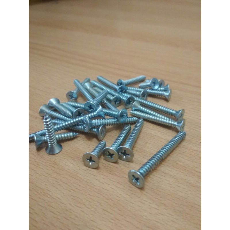 Jual Sekrup Tapping Kepala Rata FAB 12x2 Inch diameter badan 5mm Skrup ...