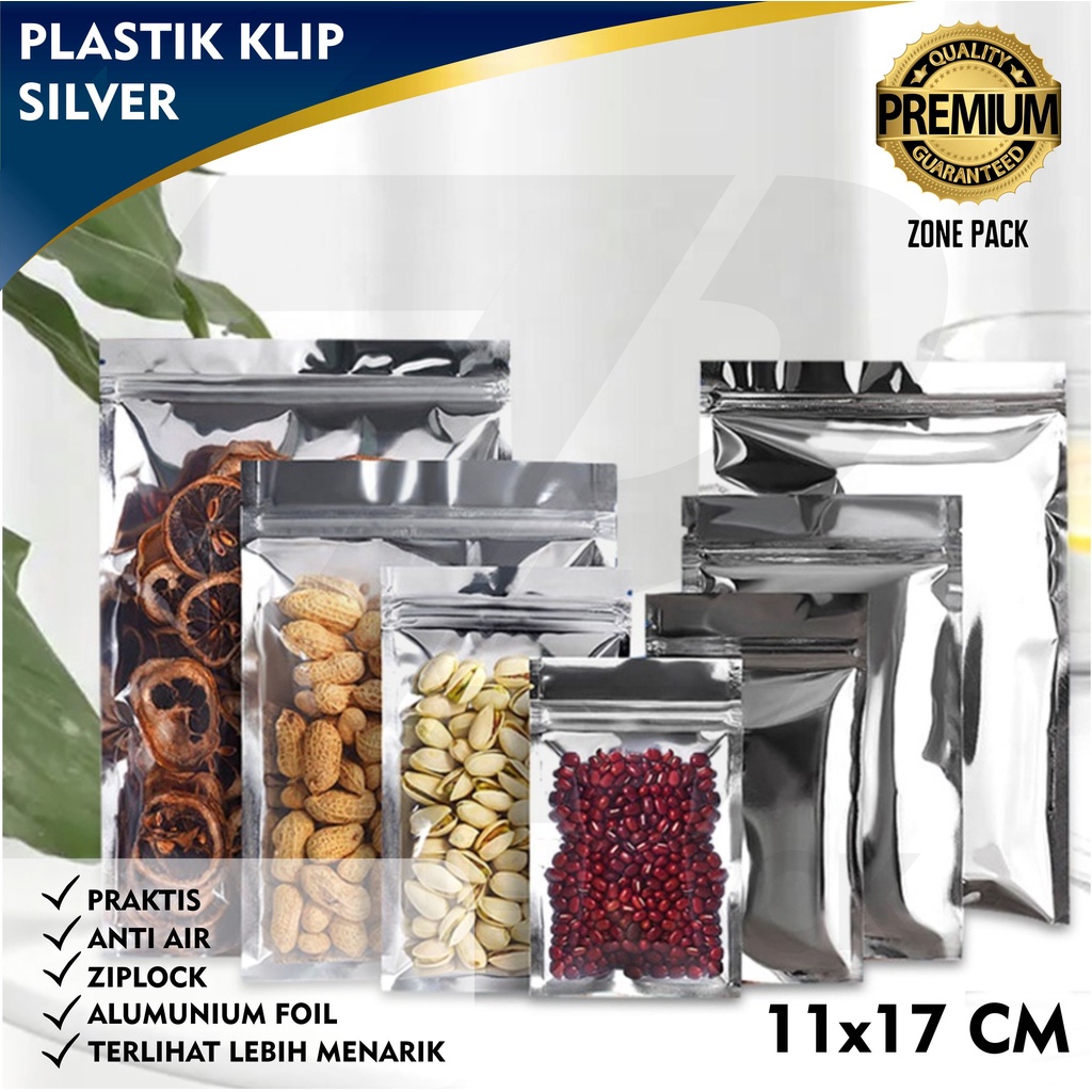 Jual Plastik Klip Alumunium Foil Silver Flat 11x17cm I Sachet Silver ...