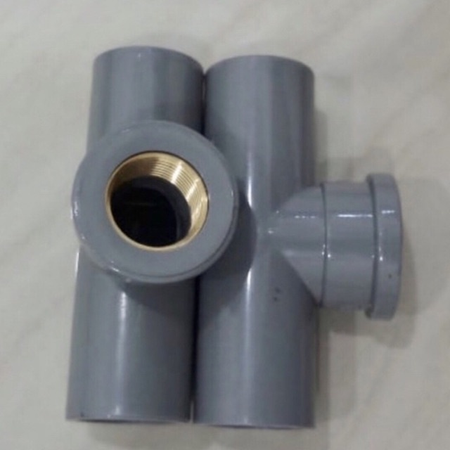 Jual 1/2” TEE pvc drat kuningan 1/2” inci f tee ( T ) plastik drat ...