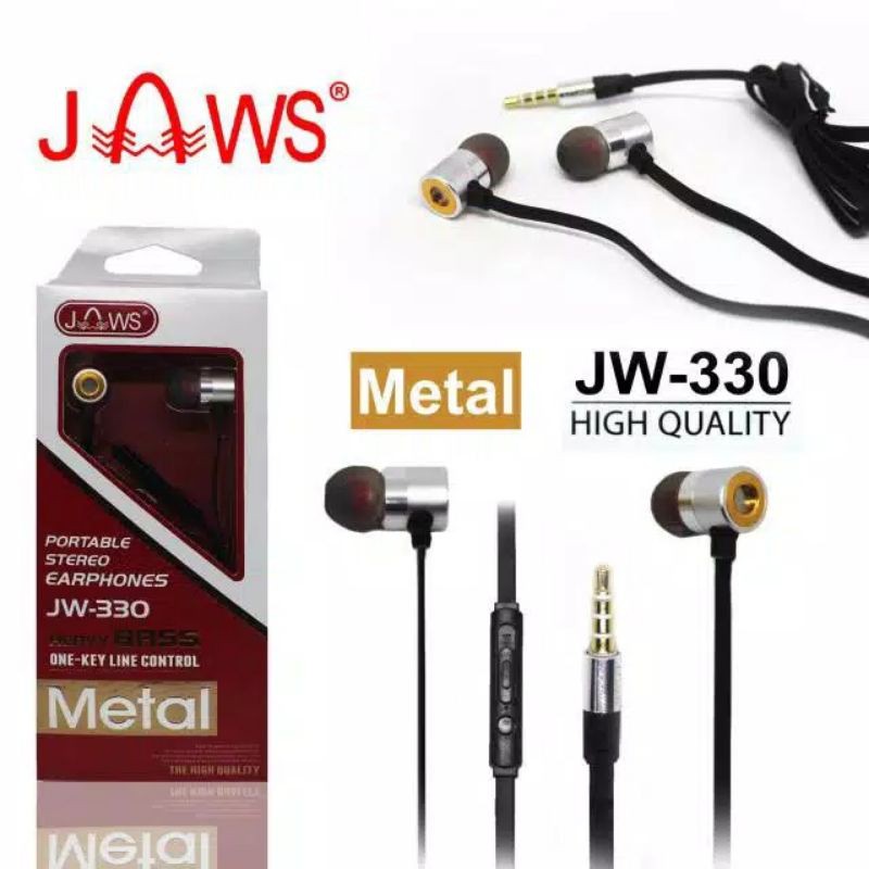 Jual Headset JAWS Metal JW-330 Handsfree JAWS JW330 HEAVY BASS Earphone JAWS JW-330 Metal HEAVY ...