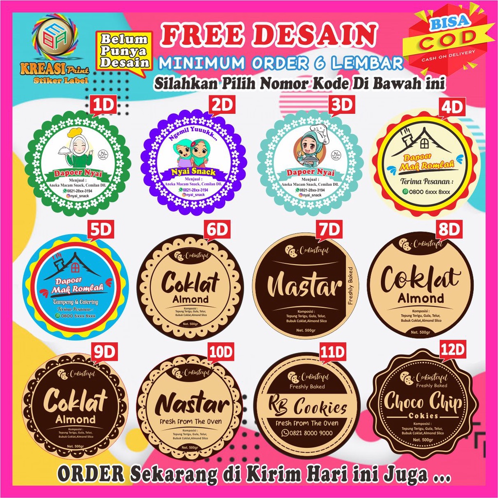 Jual Stiker Label Usaha Makanan | Custom Desain & Cepat Jadi bisa COD ...
